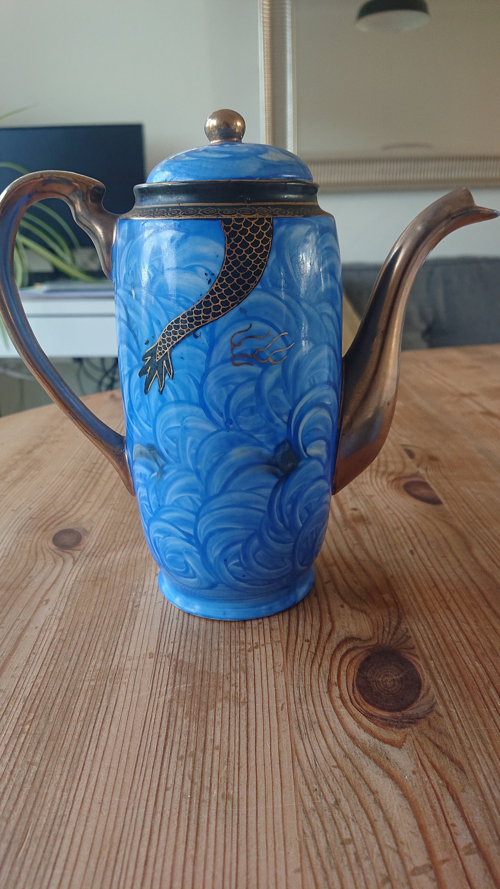 Japanese Tea Set Blue Dragon. Vintage. Hand Painted. Dainty Delicate ...