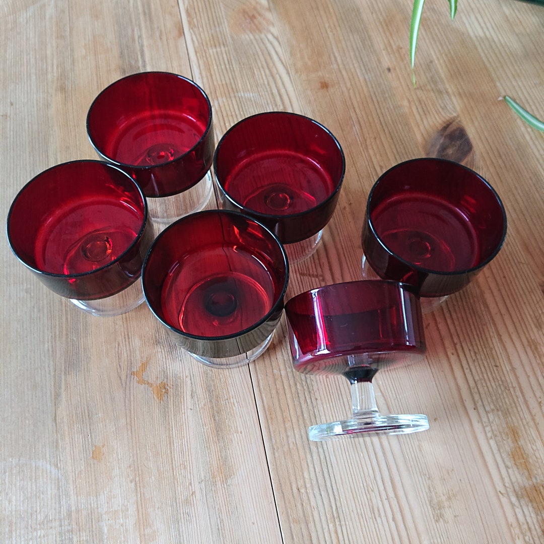 Luminarc French Vintage Ruby Red Glass Sundae Dishes - Etsy