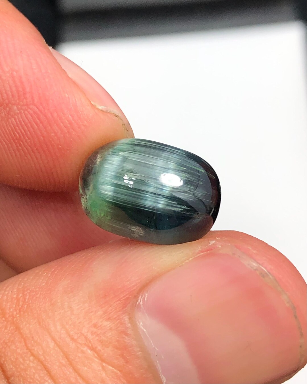 8.5 Carats Natural Blue Cate Eye Tourmaline Cabochon// Src; Afghanistan ...