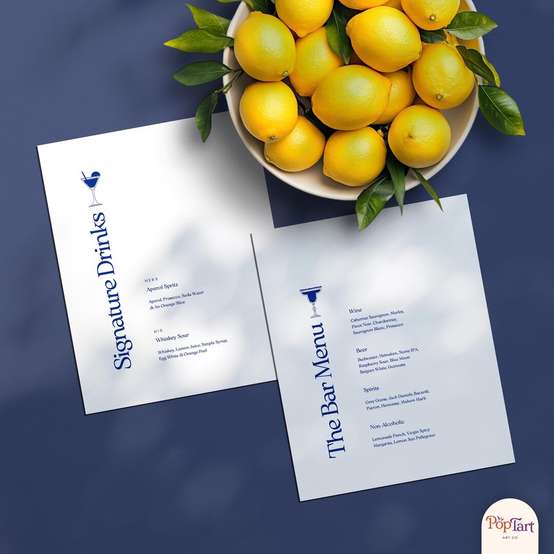 Modern Retro Bar Menu Sign Template, Wedding Bar Menu His and Hers ...