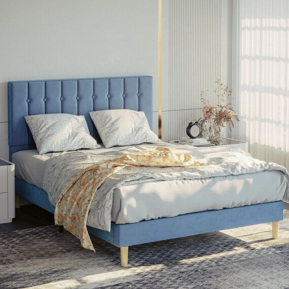 Light Blue Upholstered Bed Frame - Etsy