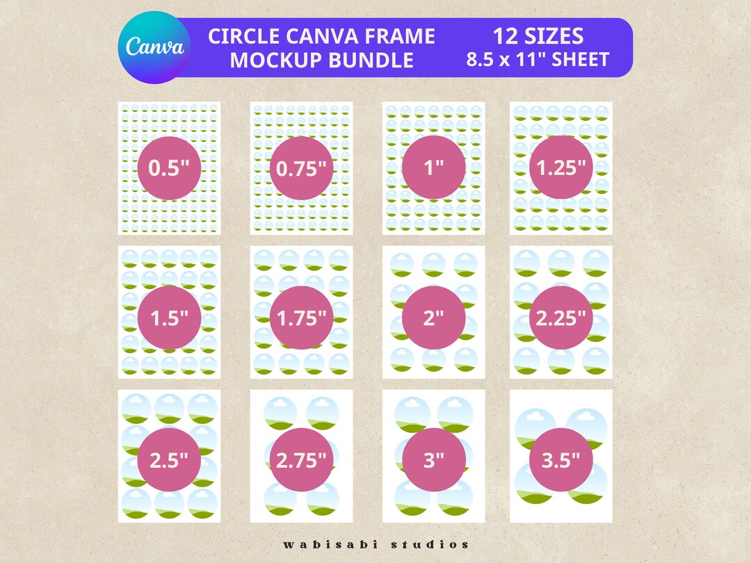 Circle Canva Frame Template Bundle, Printable Template, Print and Cut ...