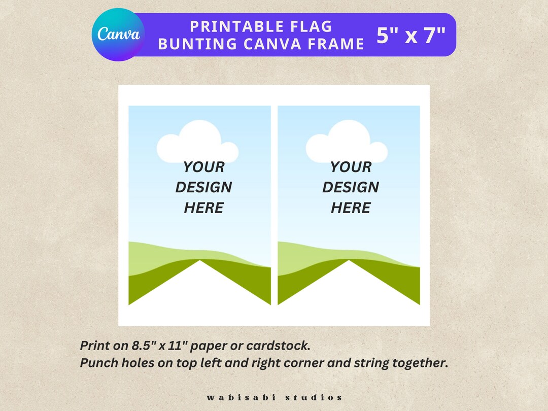 Bunting Banner Template Canva Frame, Flag Pennant, Birthday Party ...