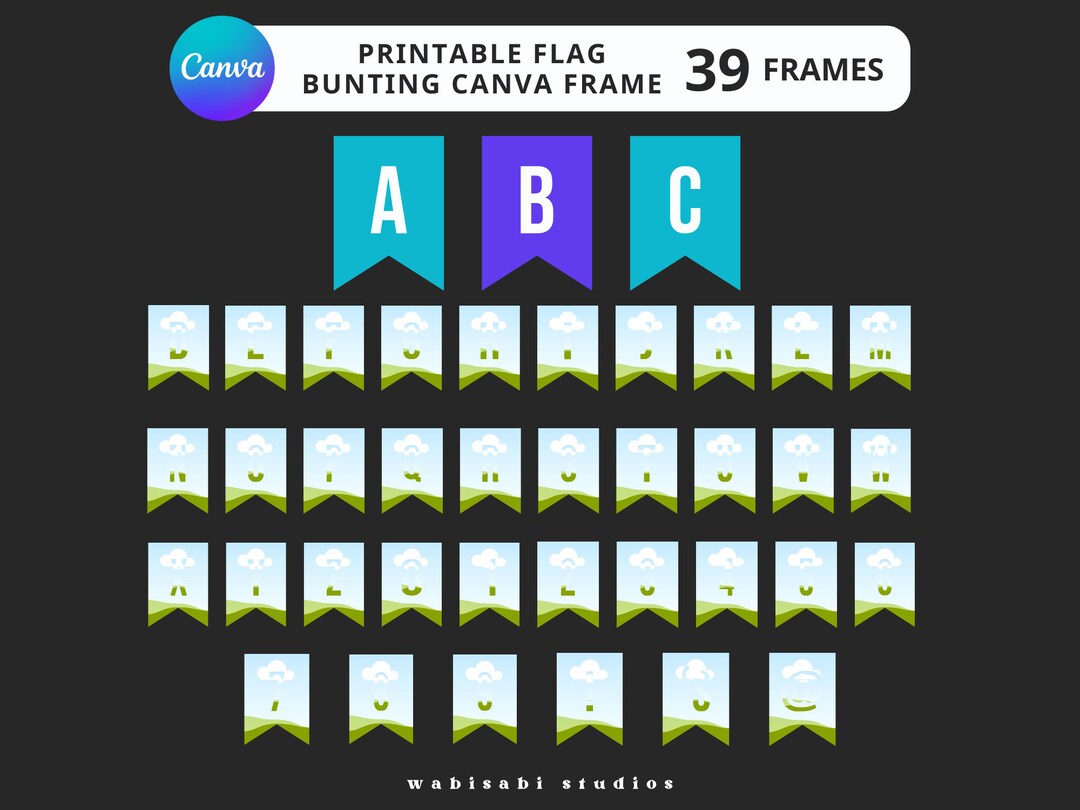 Bunting Banner Template Canva Frame, Flag Pennant, Alphabet Numbers ...