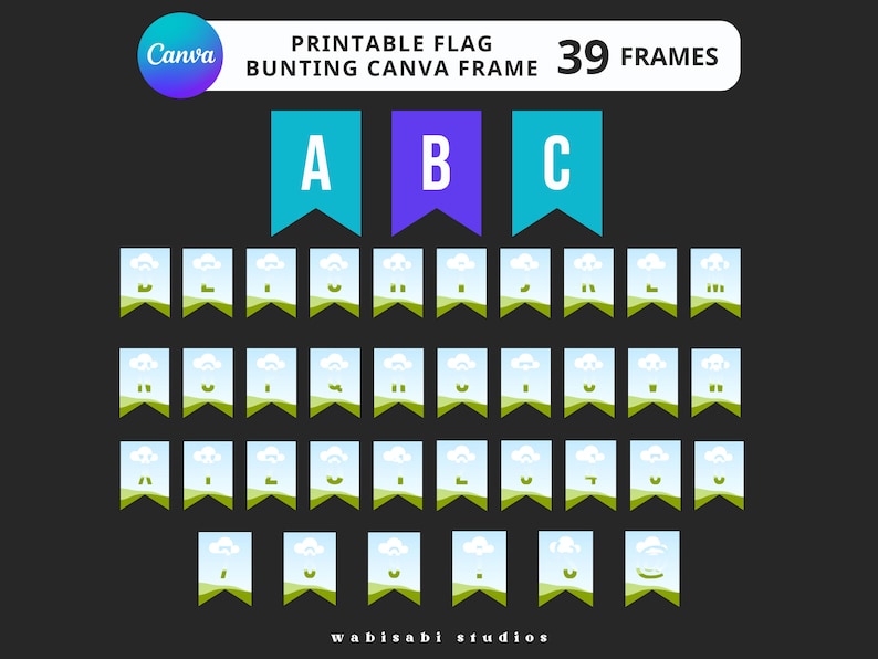 Bunting Banner Template Canva Frame, Flag Pennant, Alphabet Numbers ...