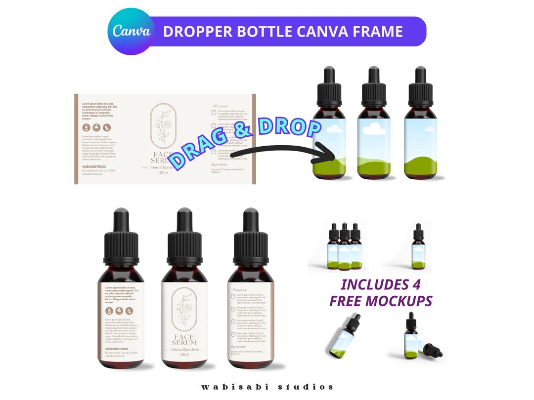 Dropper Bottle Canva Frame, Essential Oil Bottle Label Mockup, Serum ...