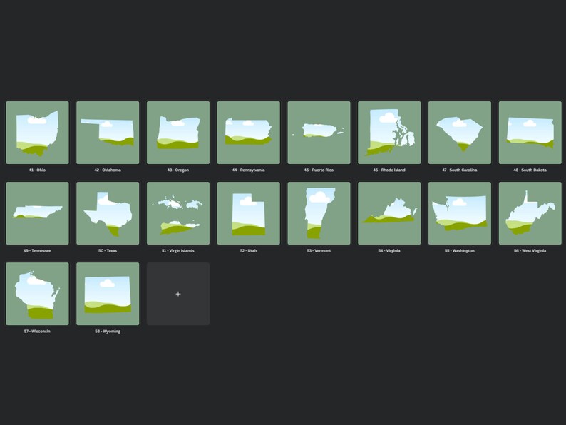 US States and Territory Canva Frame, Individual State Design, 50 States ...