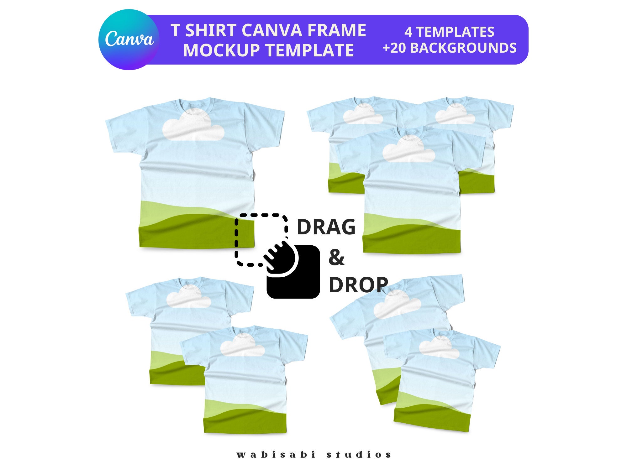 Tshirt Canva Frame, White Shirt Mock Ups, Product Mockup, Easy Drag and ...