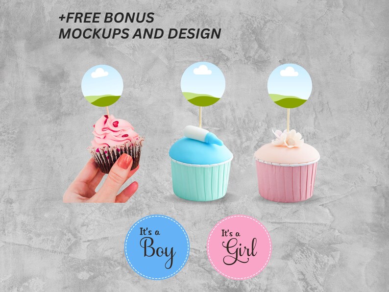 Cupcake Topper Canva Frame Printable Cupcake Topper Product Mockup