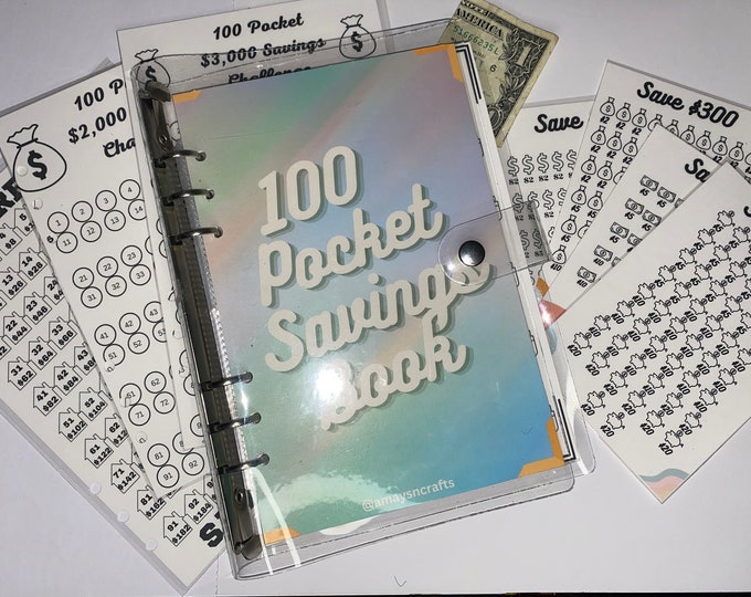 100 Pocket Savings Book 100 Envelope Savings Challenge New Year Savings ...