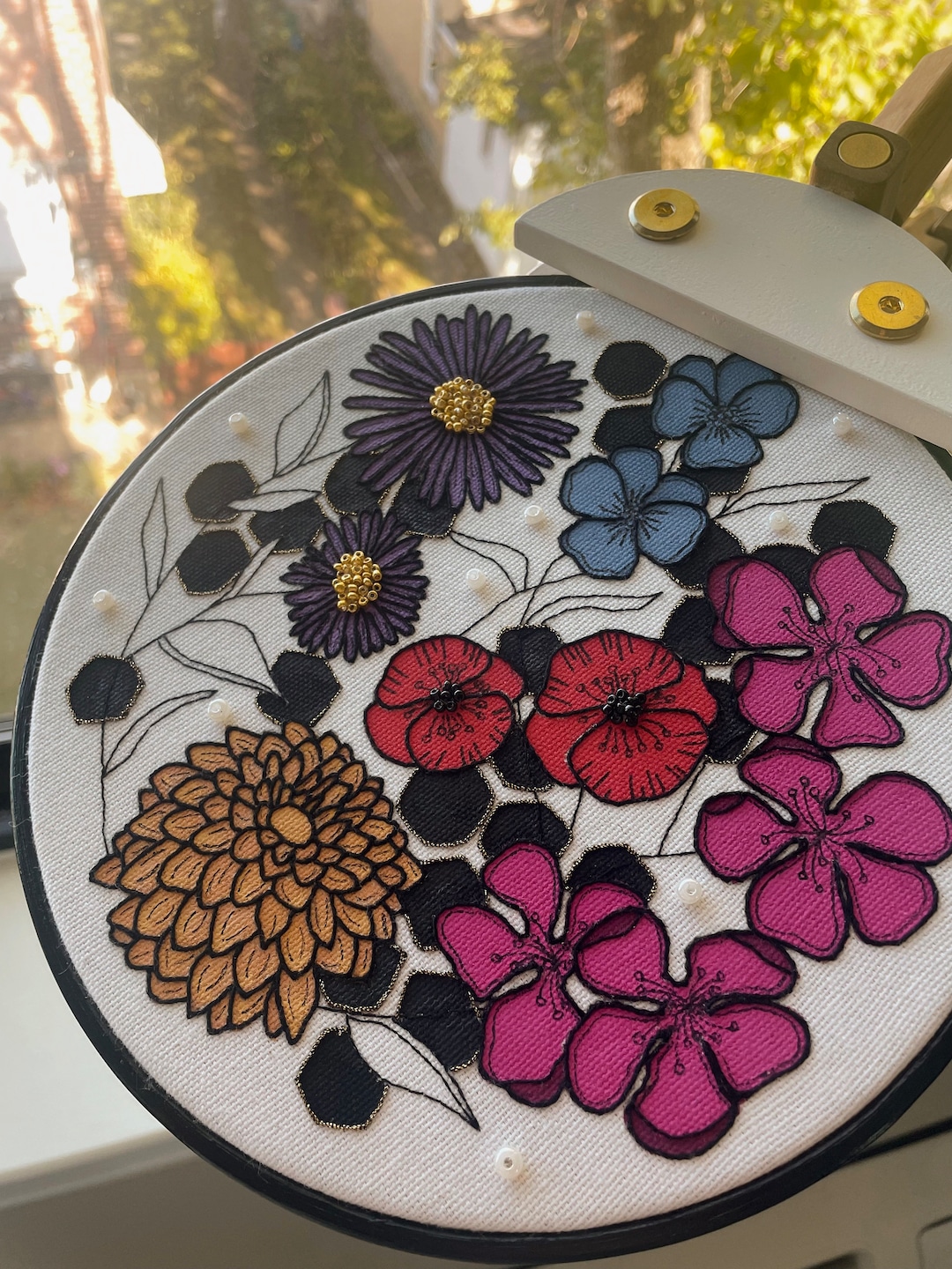 Birth Flower Bouquet CUSTOM Embroidery Hoop Modern Hand - Etsy