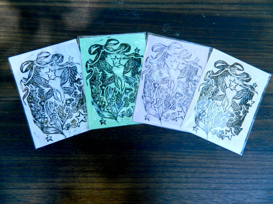 Wild Tooth Fairy Nature Linocut Art Print - Etsy