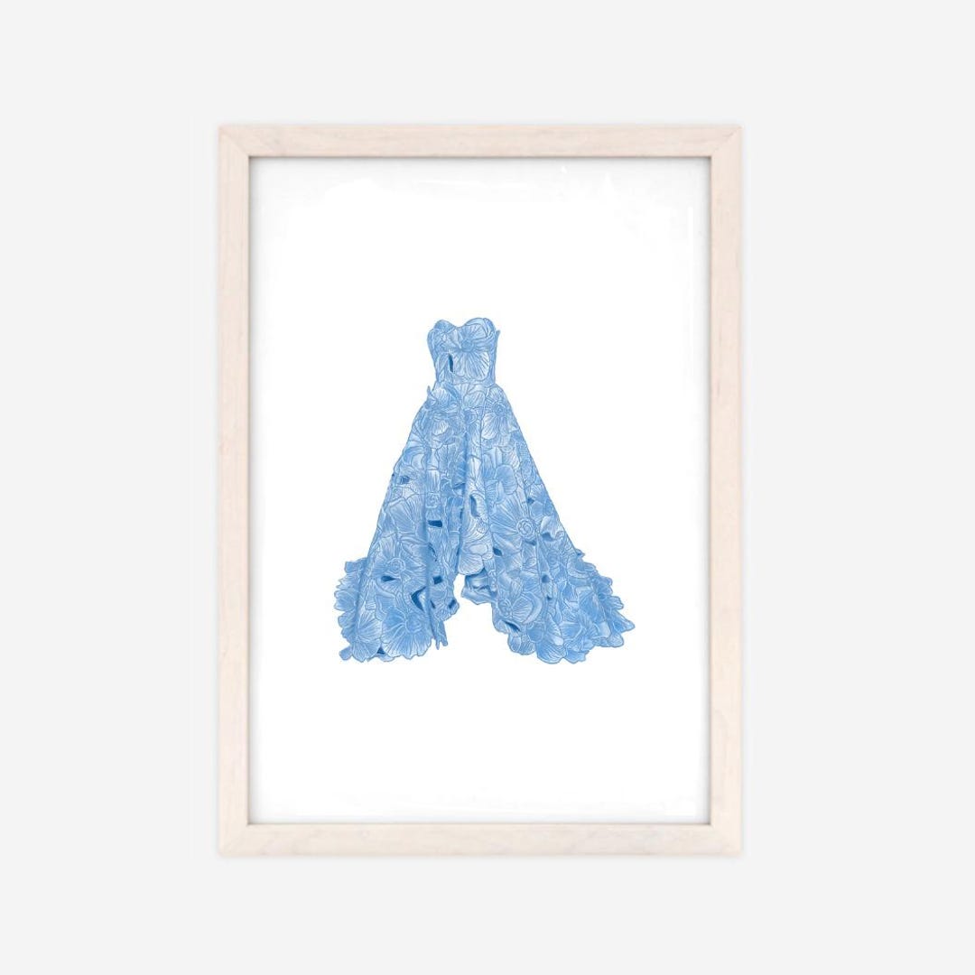DIGITAL PRINT - Blue Flower Dress Poster - Outfit Poster - Red Carpet ...