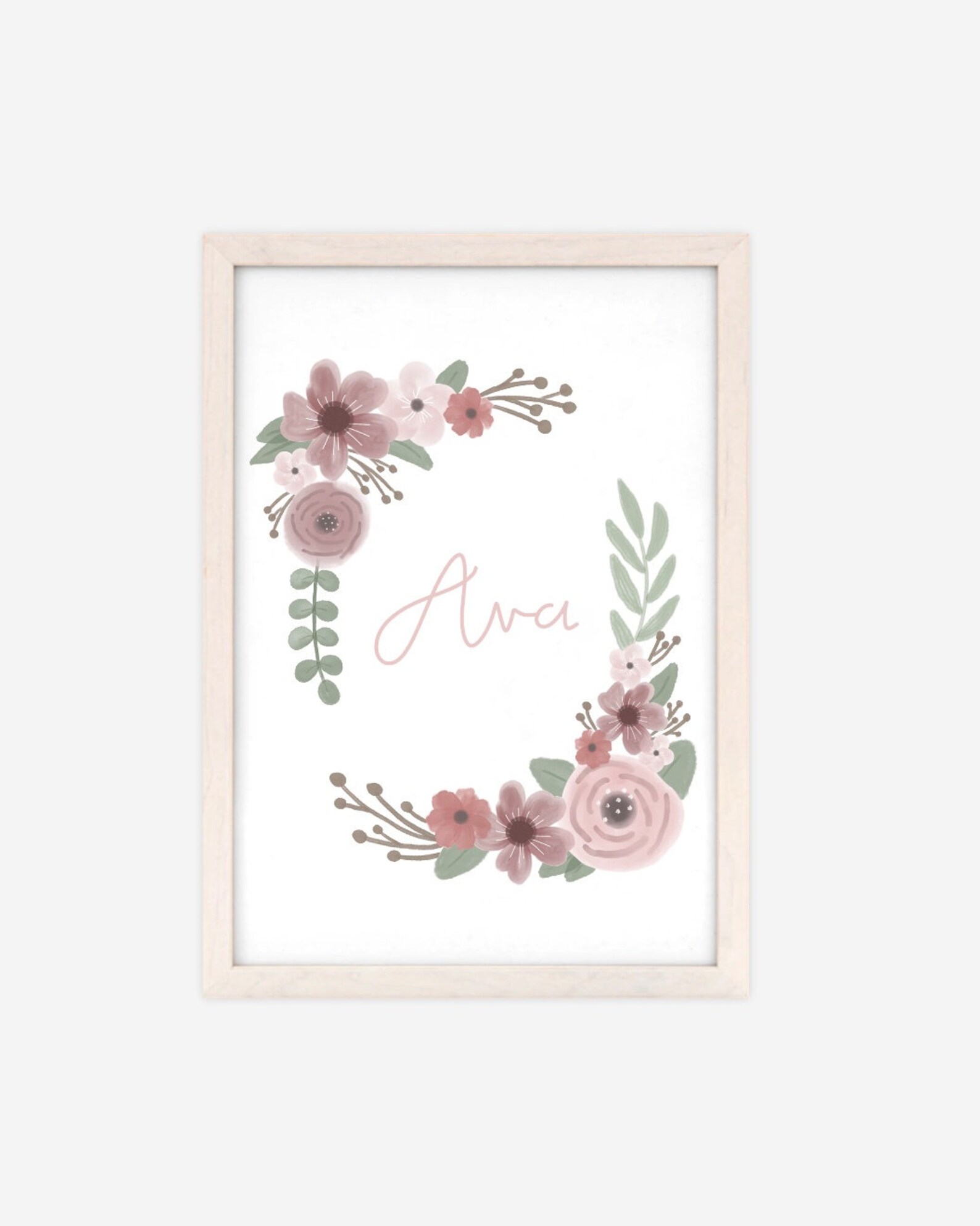 PRINTABLE Set of 2 Custom Flower Name Print Wall Art for Nursery or ...