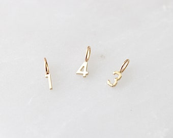 Number Charms 14k Gold | Etsy