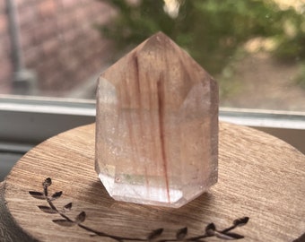 Pink Rutile Quartz Pendant Rutile Necklace Rutilated Quartz Gold Peach ...