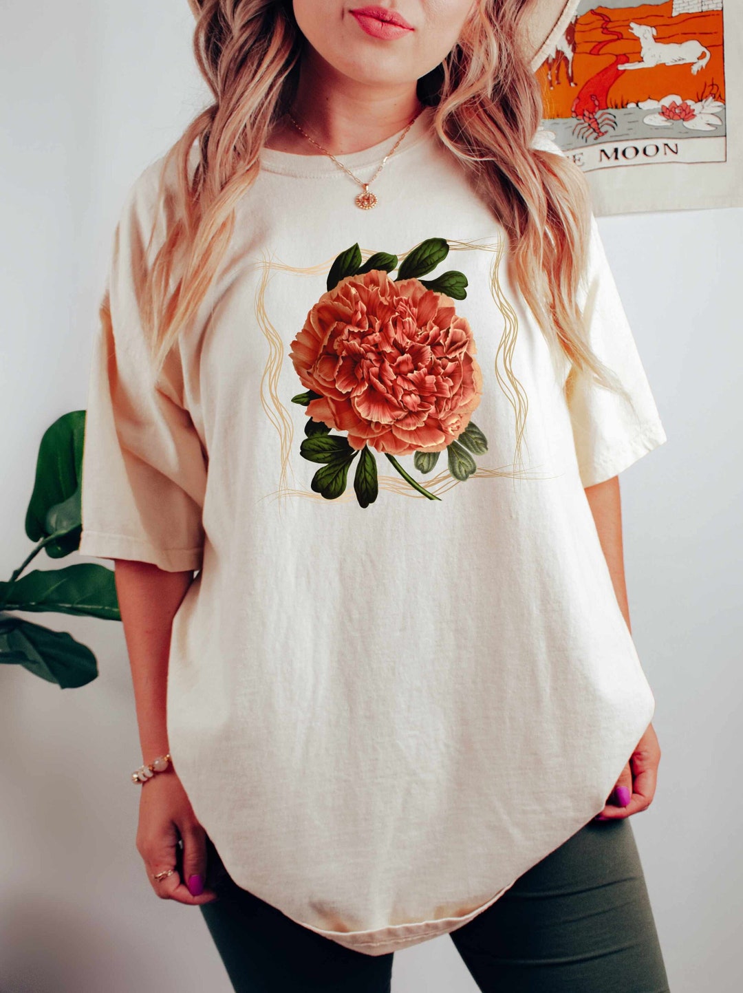 Comfort Colors Peony Flower Shirt, Botanical Cottagecore Aesthetic Tee ...