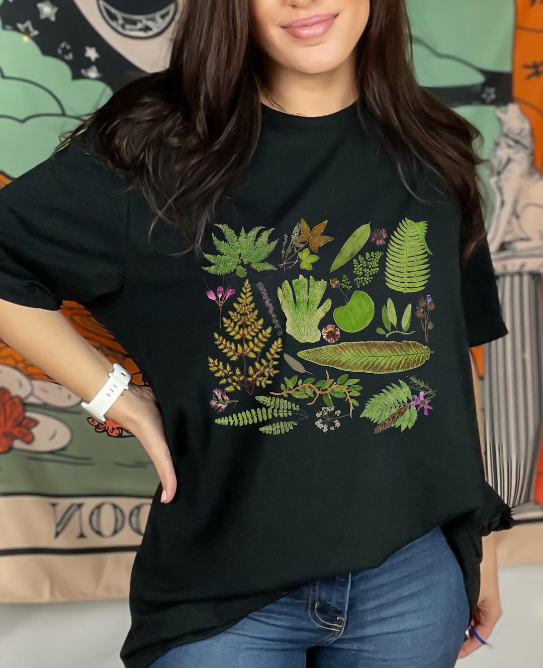 Forest Fern Botanical Shirt, Cottagecore Aesthetic Floral Botanical T ...