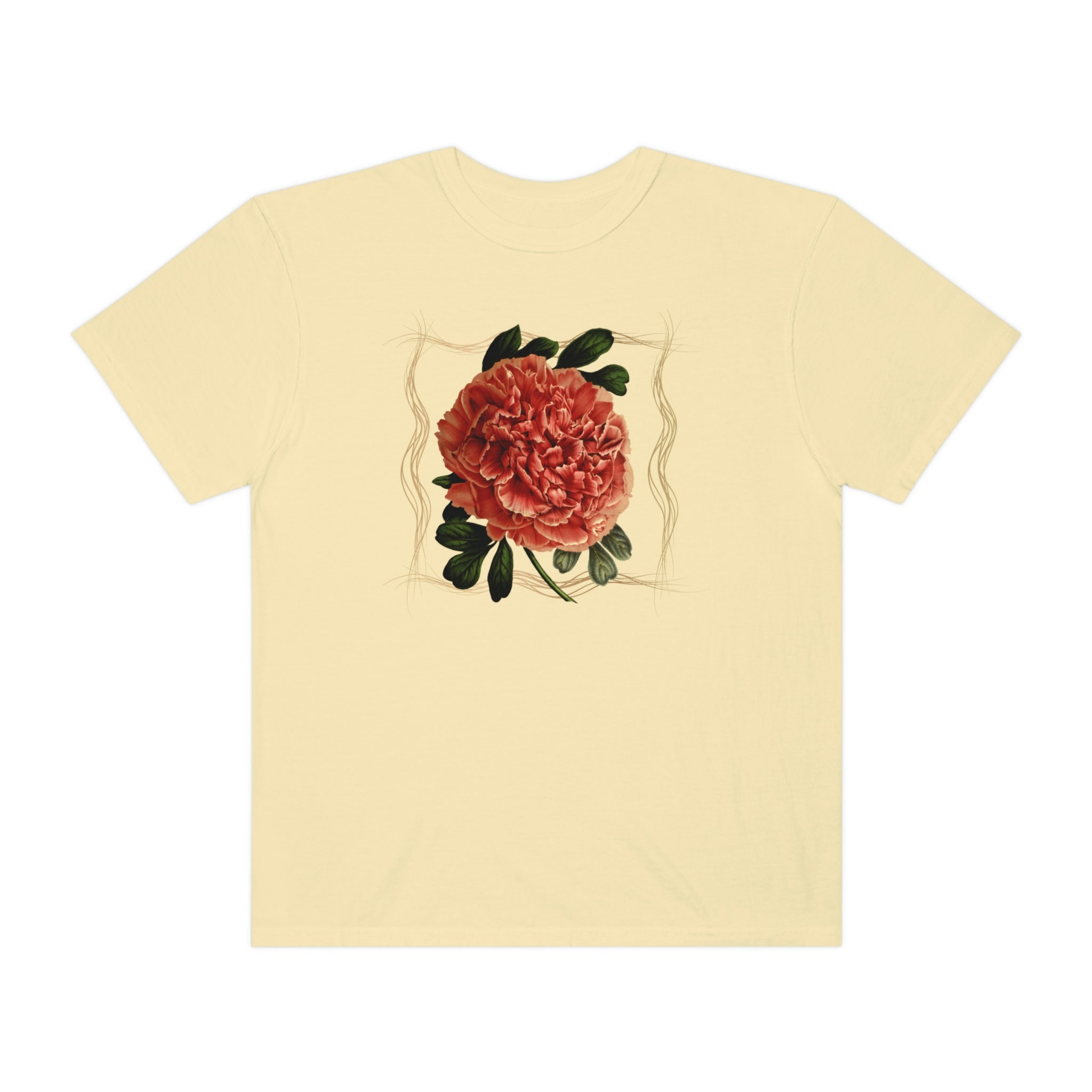 Comfort Colors Peony Flower Shirt, Botanical Cottagecore Aesthetic Tee ...