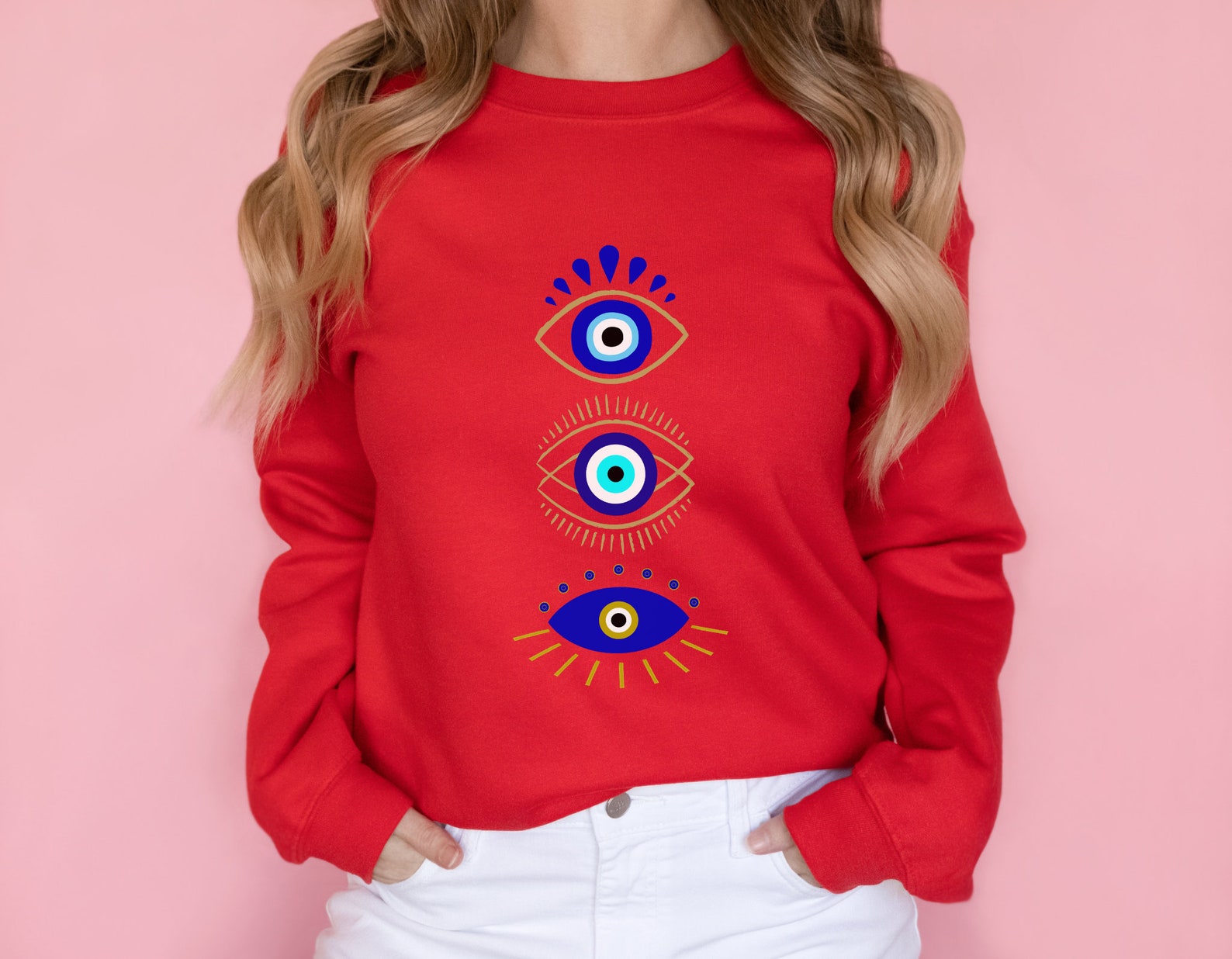 Evil Eye Sweatshirt Lucky Evil Eye Crewneck Clothing Trendy - Etsy