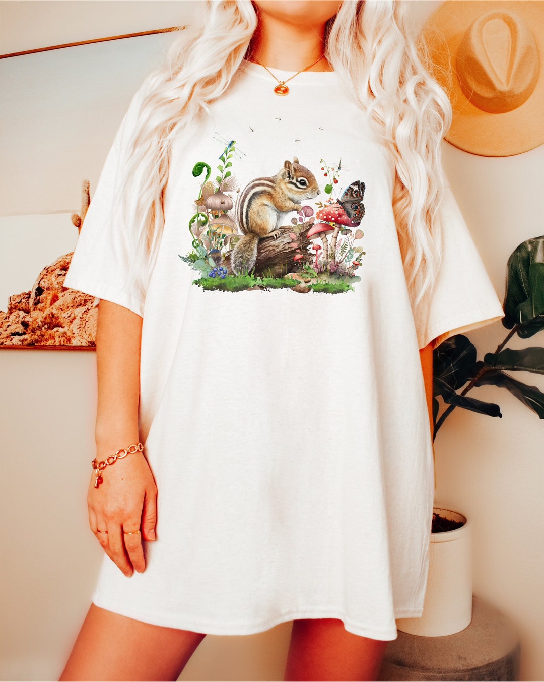 Enchanted Chipmunk Shirt, Botanical Cottagecore Chipmunk Shirt ...