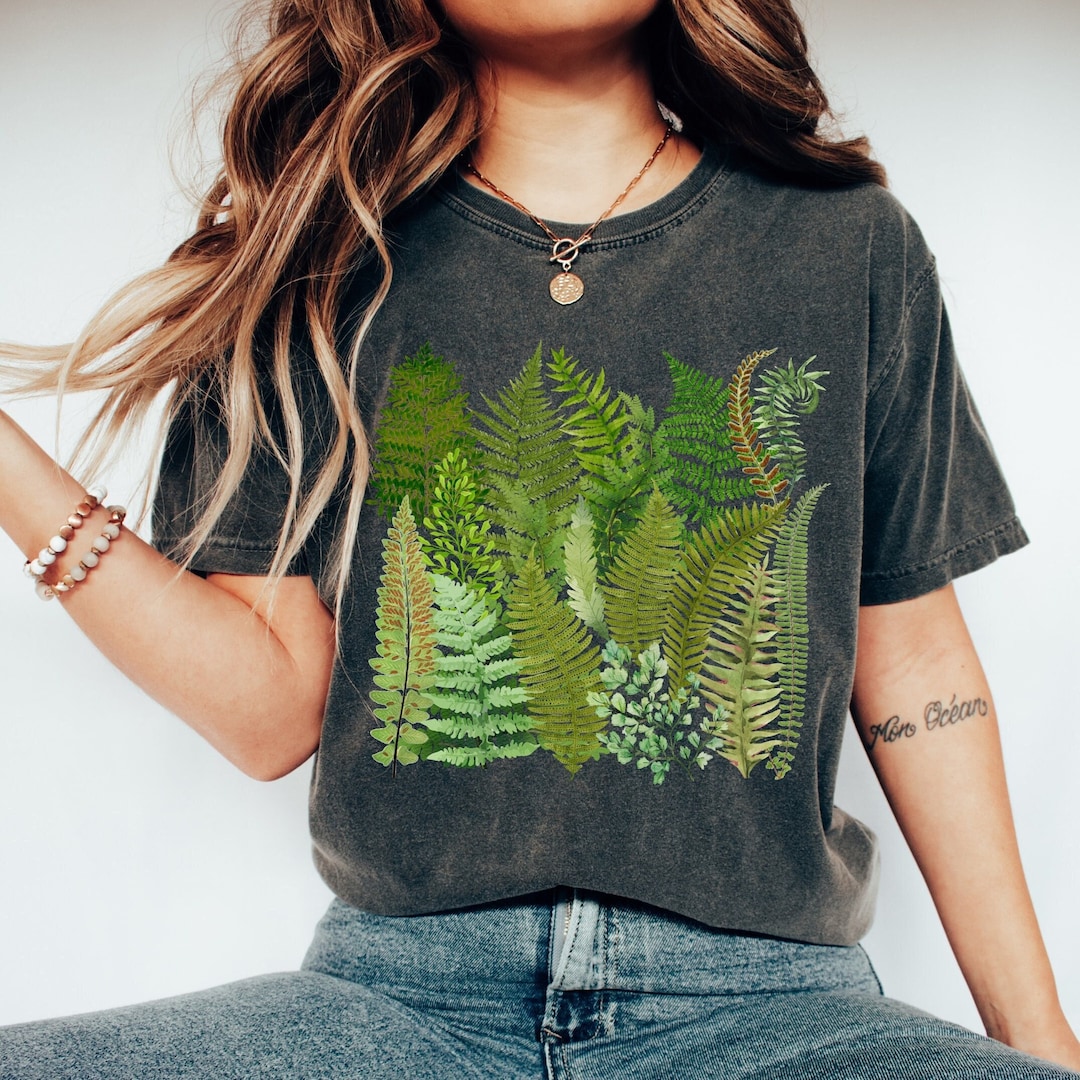 Comfort Colors Fern Shirt, Botanical Cottagecore Fern T-shirt, Women's ...