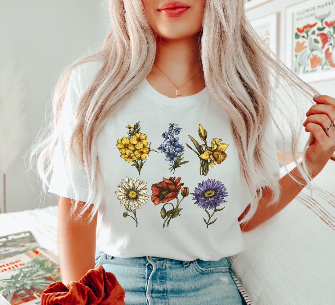 Flower Shirt Floral Botanical Vintage Flower Shirt Pressed - Etsy