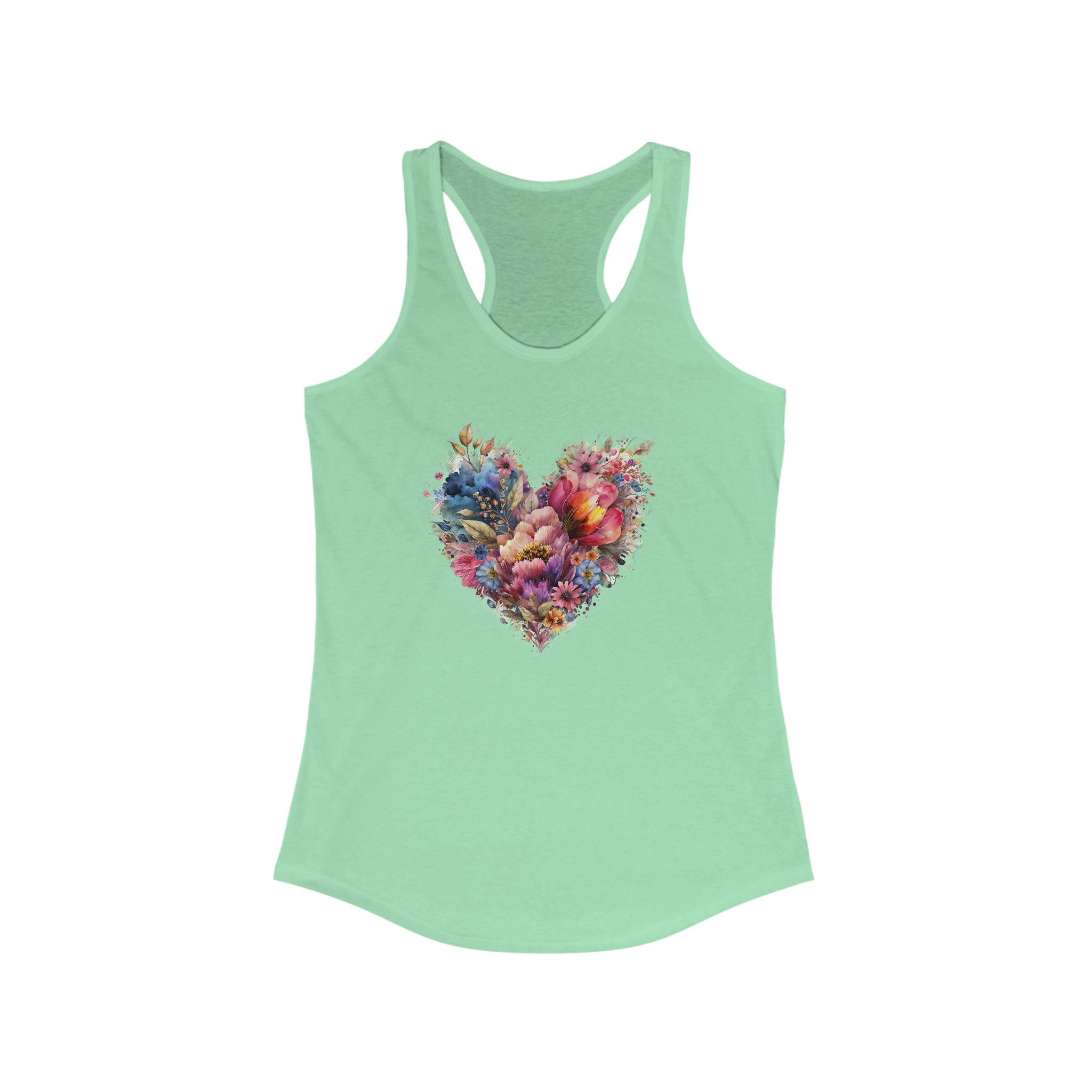 Wildflower Tank Top, Heart Flower Racerback Tank Top, Botanical Floral ...