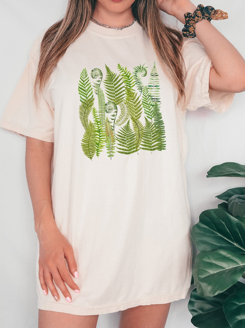Comfort Colors Fern Shirt, Botanical Cottagecore Fern T-shirt, Women's ...