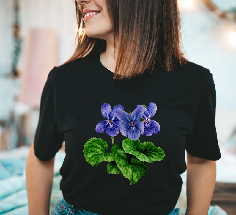 Violet Flower Shirt, Botanical Shirt, Watercolors Violet T-shirt, Gift ...