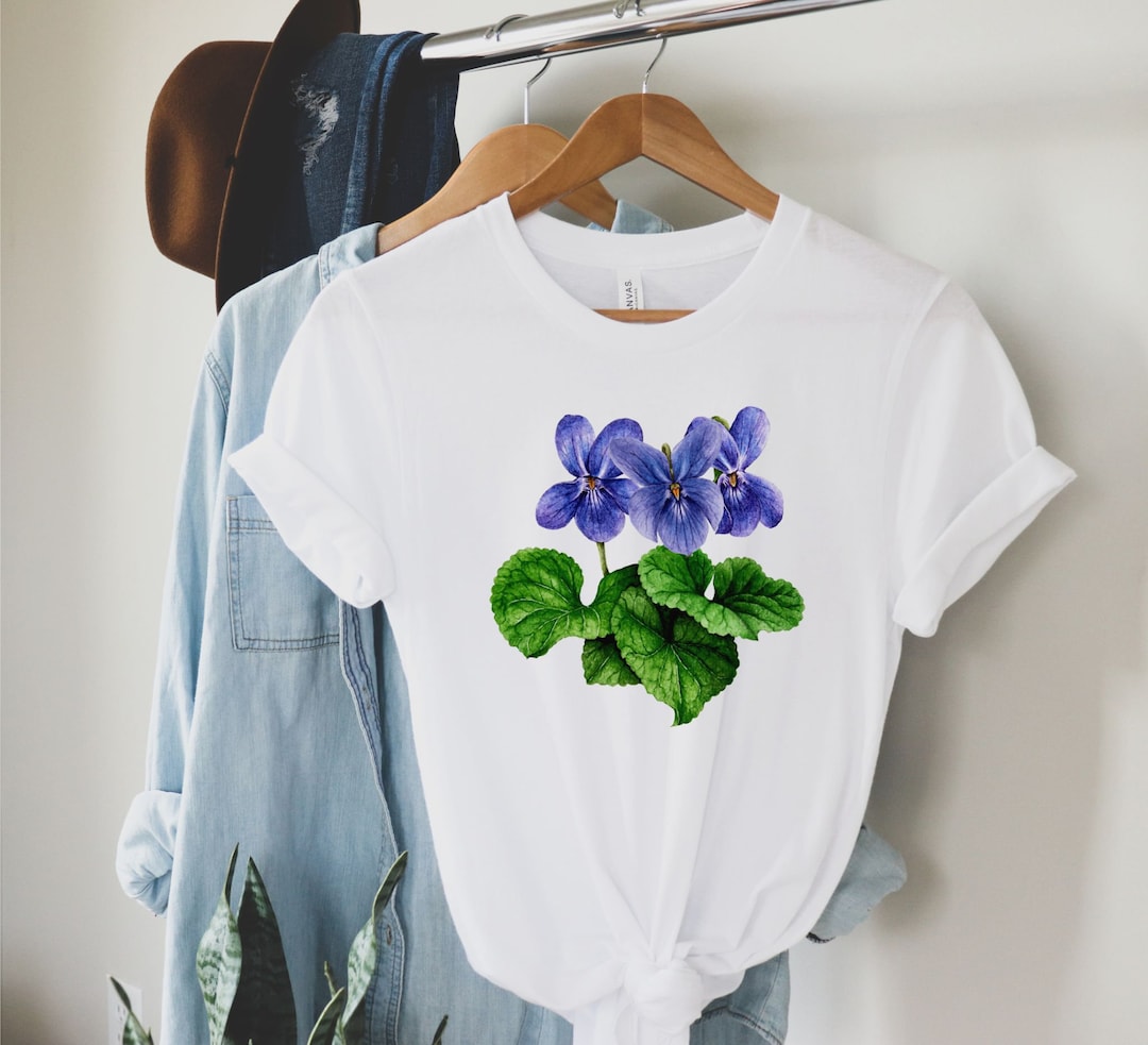Violet Flower Shirt, Botanical Shirt, Watercolors Violet T-shirt, Gift ...