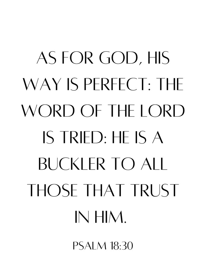 Psalm 18:30 Black and White Scripture | Digital Download | Printable ...