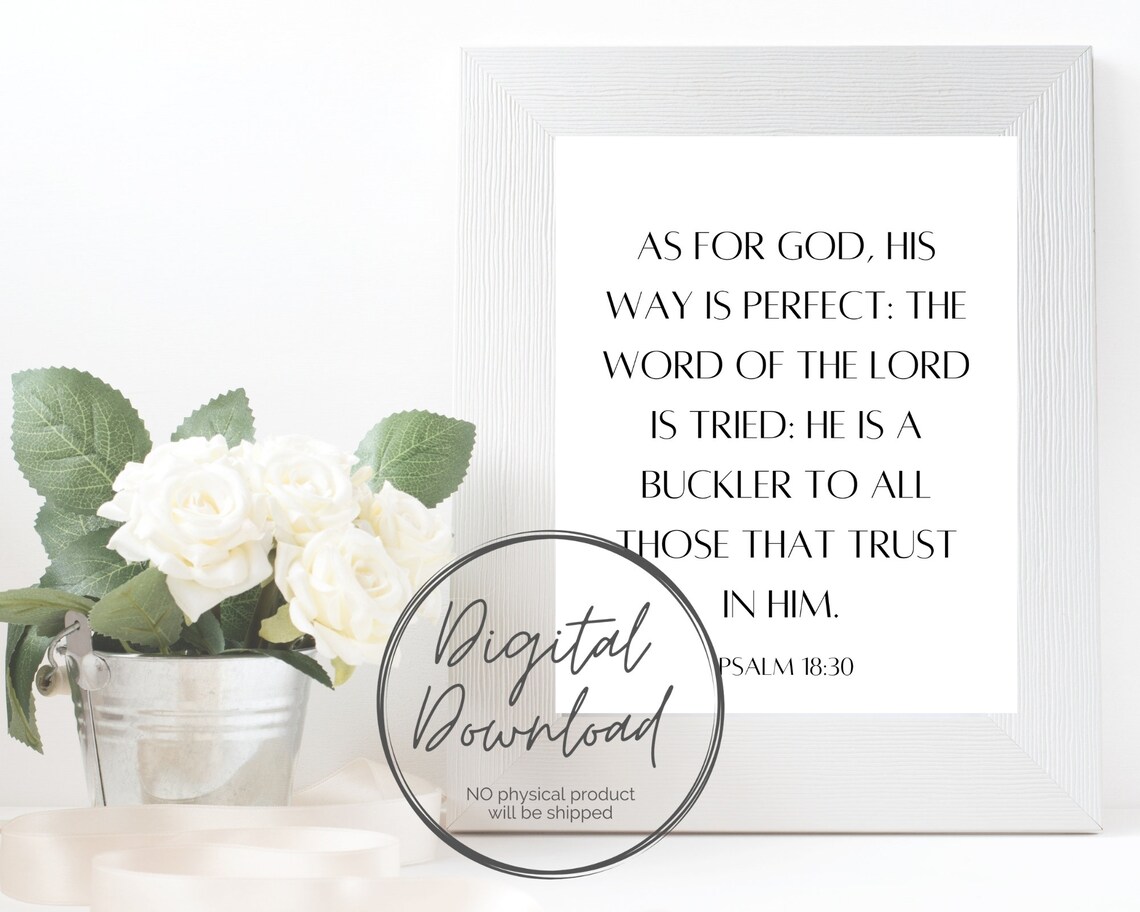 Psalm 18:30 Black and White Scripture | Digital Download | Printable ...