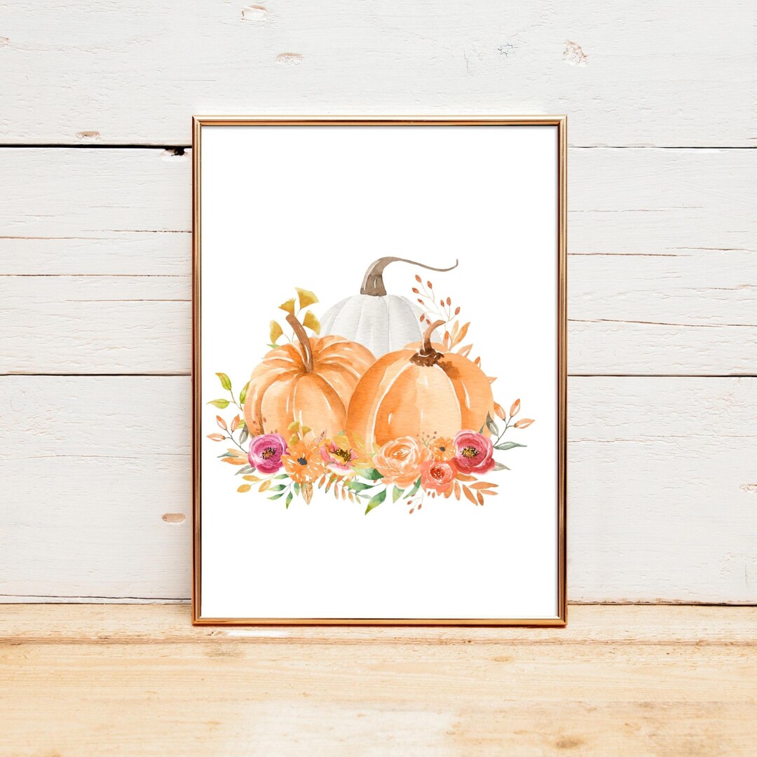Minimal Fall Pumpkin Arrangement Digital Download | Autumn Art ...