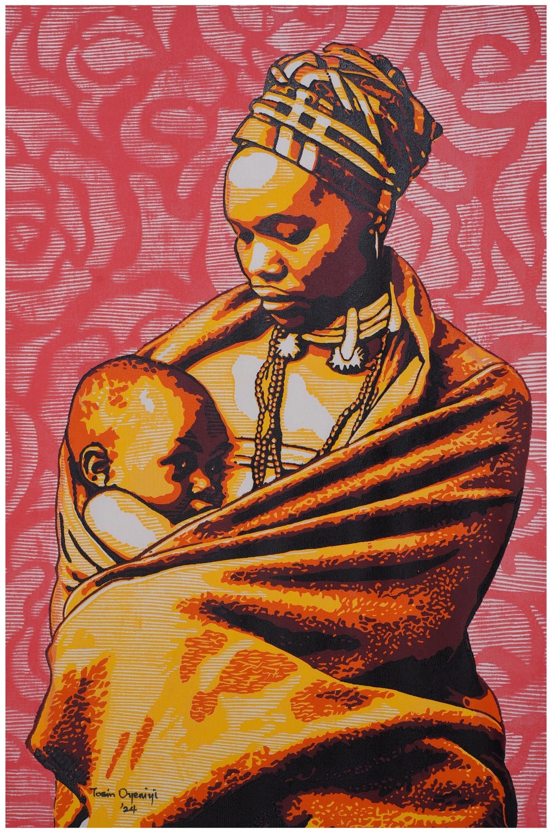 Mother and Child Linocut Print on Canvas - African Art - Etsy