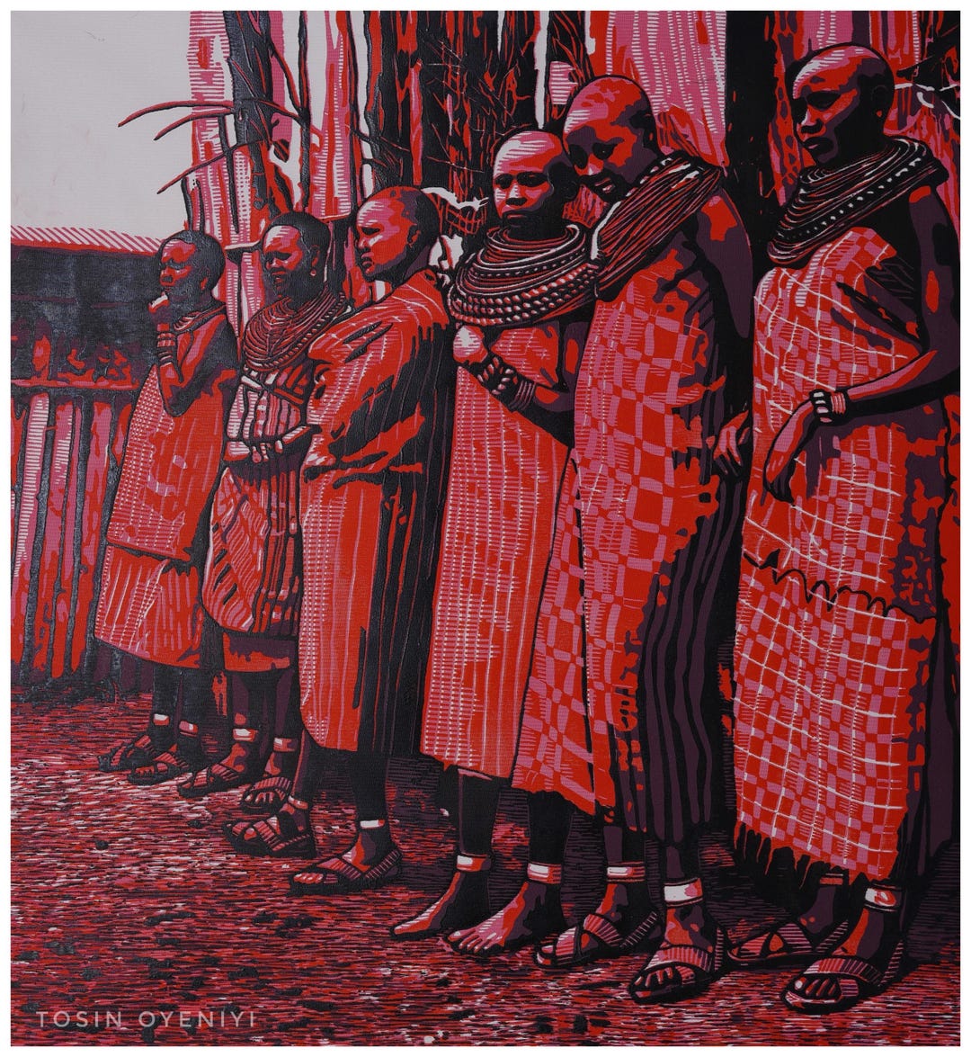 STAND TALL, African Linocut on Canvas (39x42 Inches) - Etsy