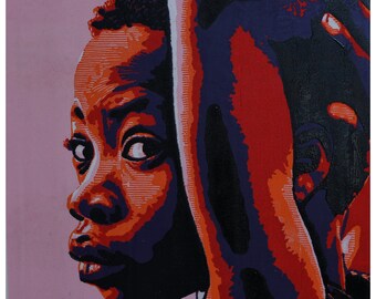 BEHOLDER a Large Linocut on Canvas From Nigerian Artist Tosin - Etsy