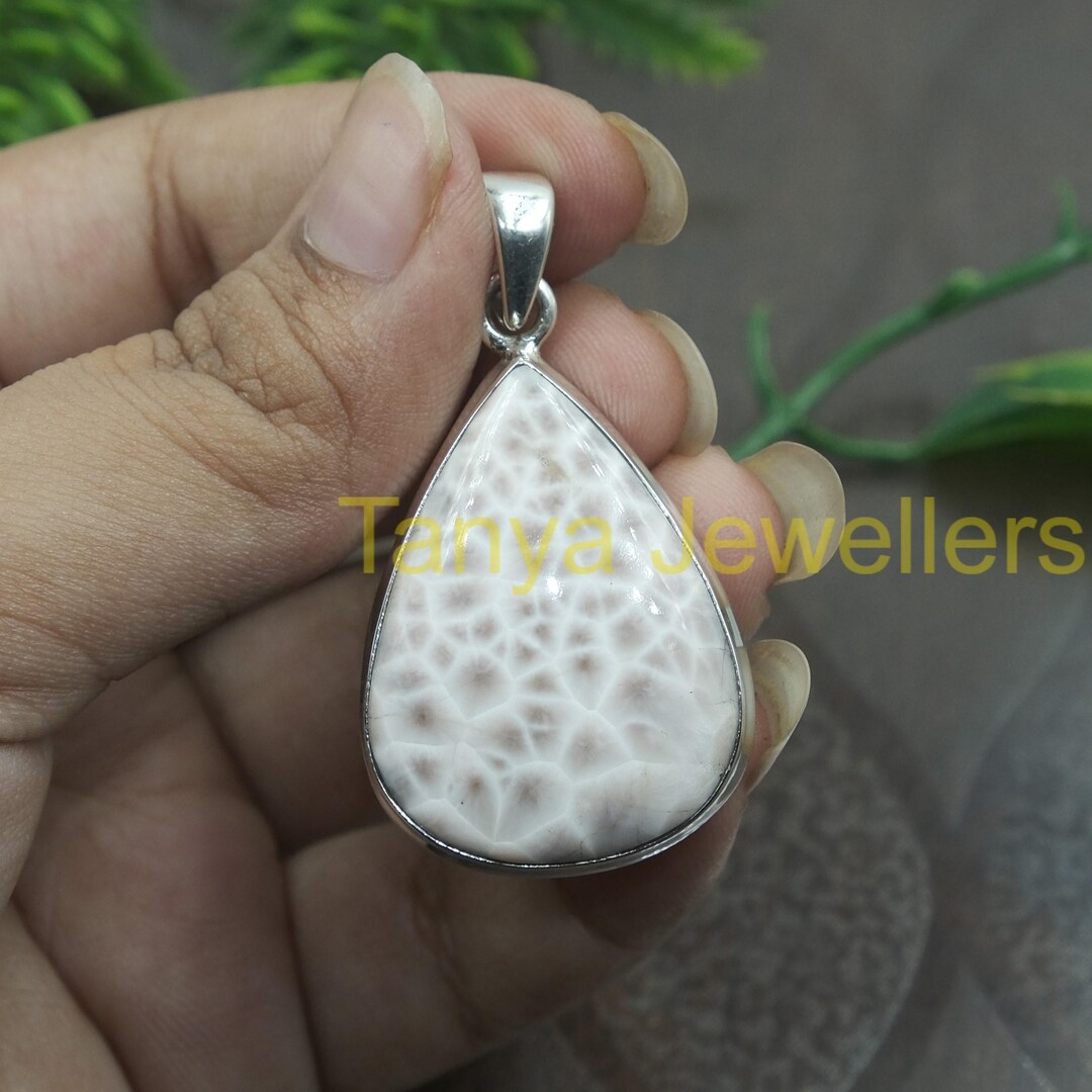 Pink Larimar Pendant, Natrolite Pendant, 925 Sterling Silver Pendant ...