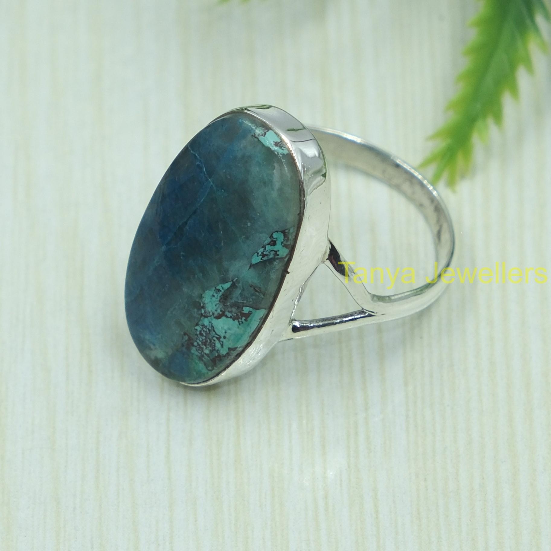 Natural Blue Apatite Ring, Large Stone Statement Ring, 925 Sterling ...