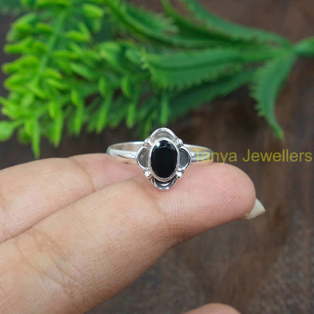 Black Onyx Ring, Onyx Ring, 925 Sterling Silver Ring, Black Stone Ring ...