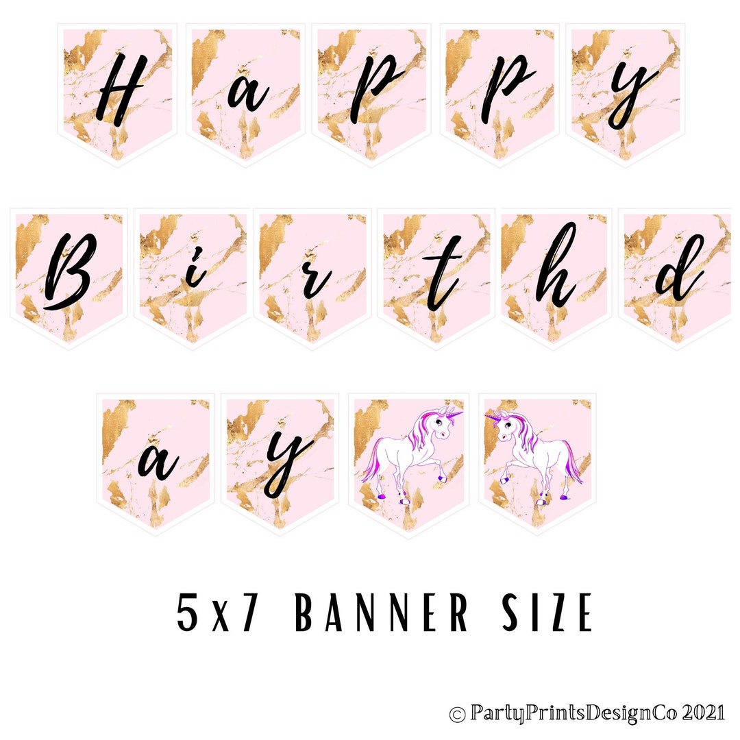 Unicorn Birthday Banner Printable, Digital Unicorn Party Banner, Happy ...