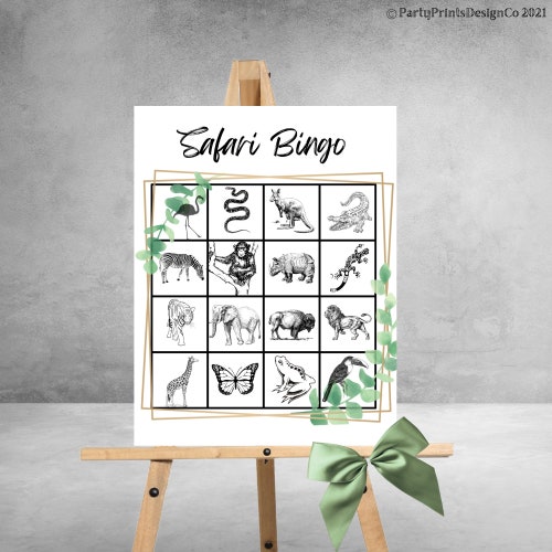 Jungle Safari Bingo Game Printable Kids Game Birthday Game - Etsy