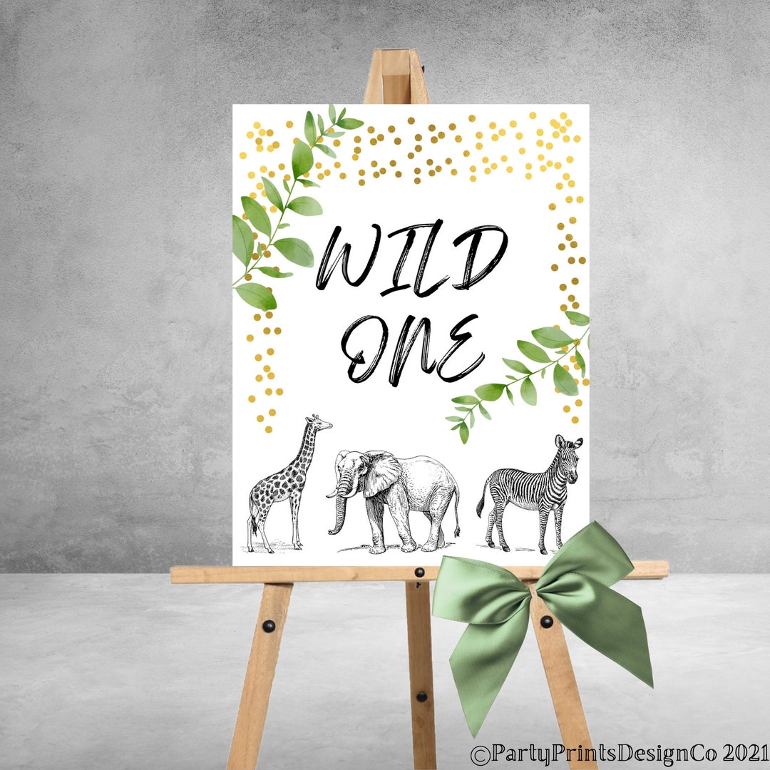 Safari Birthday Wild One Sign, Printable Party Decorations, Digital ...