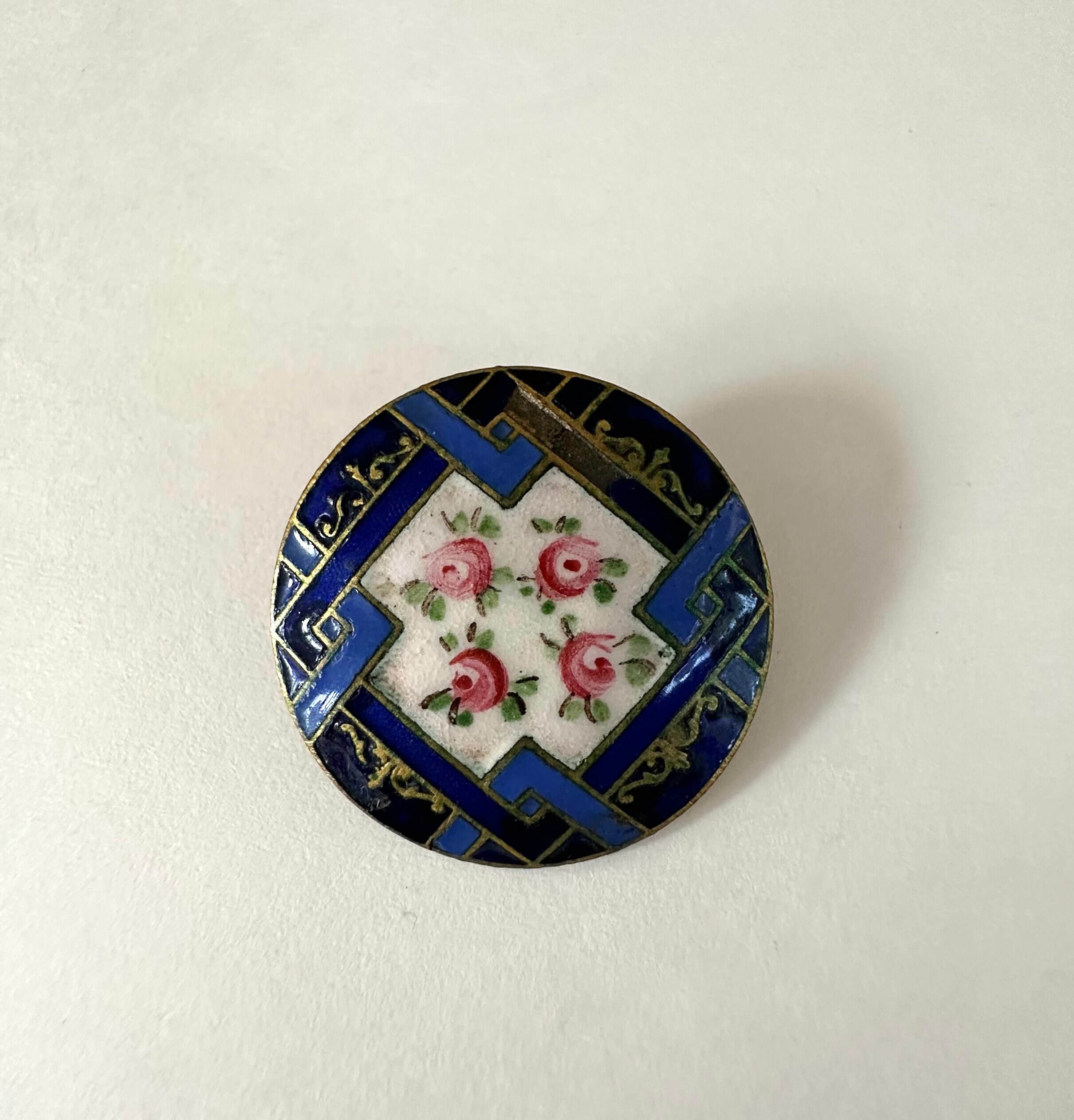 Lovely Antique Enameled Button - Etsy
