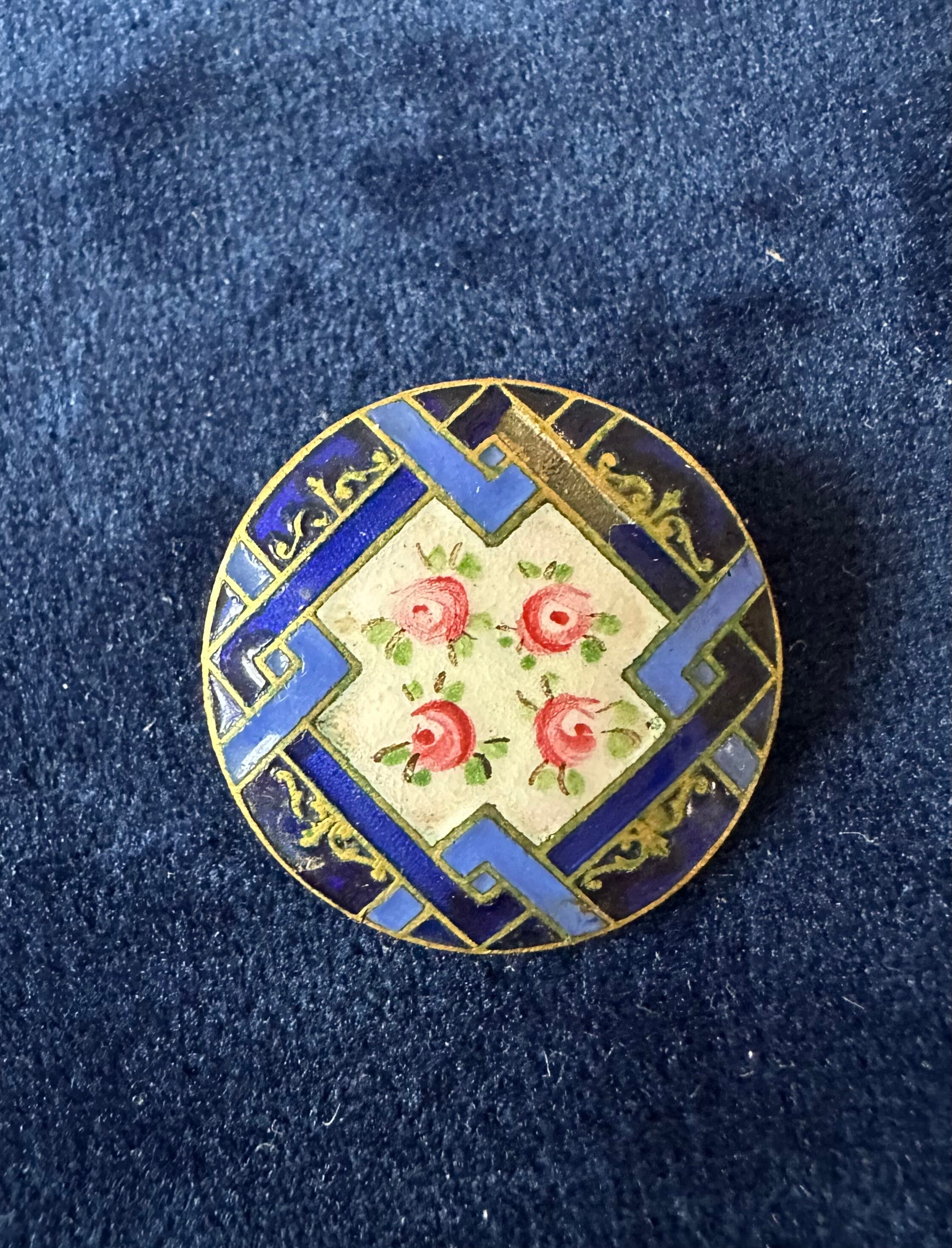 Lovely Antique Enameled Button - Etsy