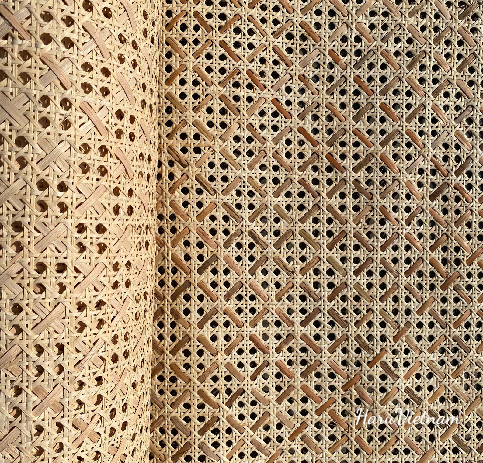 Rhombic Pattern Natural Cane Sheet Rattan Closed Weave Cane Webbing ...
