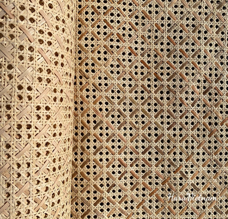 Rhombic Pattern Natural Cane Sheet Rattan Closed Weave Cane Webbing ...
