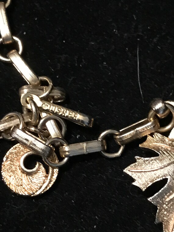 Vintage Signed Lisner gold tone textured leaf choker … - Gem