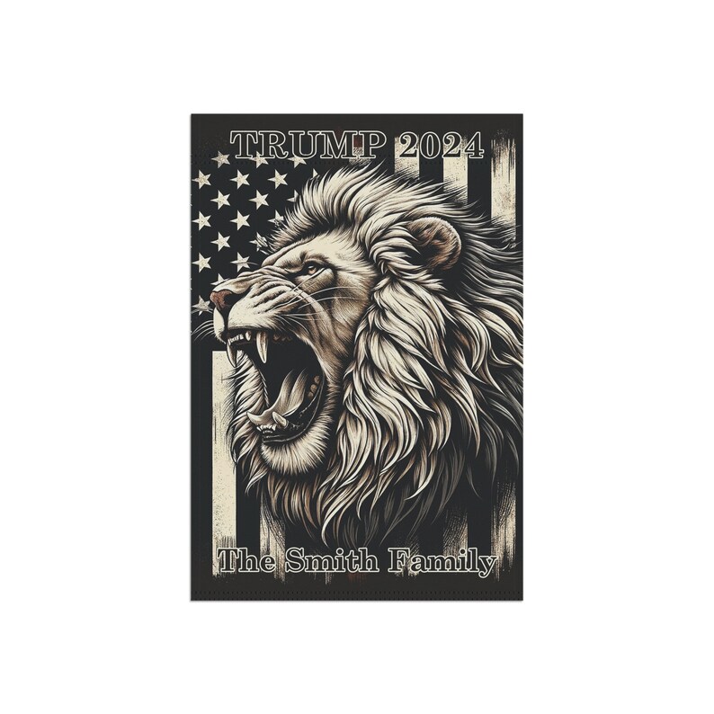 Personalized TRUMP 2024 Garden Flag, Custom Lion Roaring Banner, MAGA ...