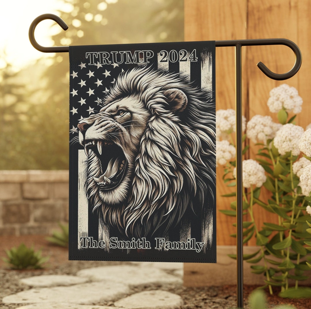 Personalized TRUMP 2024 Garden Flag, Custom Lion Roaring Banner, MAGA ...